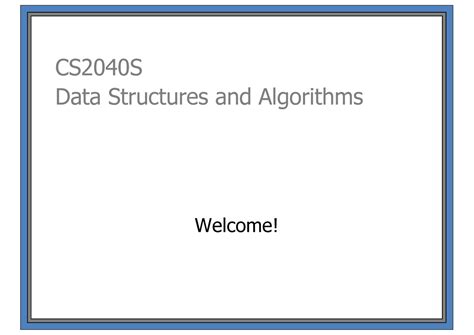06 Sorting B Merge Sort CS2040S Data Structures And Algorithms Welcome Sorting Algorithms O