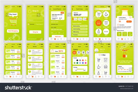 Set Ui Ux Gui Screens Shopping Stock Vector Royalty Free 1371569150
