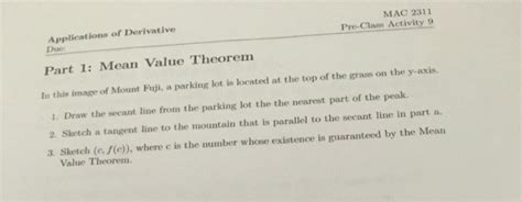 Mac 2311 Pre Class Activity 9 Applications Of