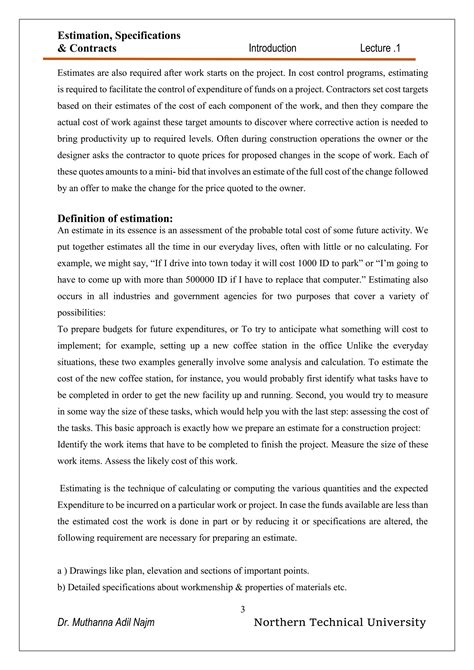 Lec 1 Introduction To Estimation Pdf Civil Engineering Industry
