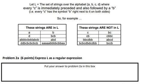 Solved Let L The Set Of Strings Over The Alphabet Fa B C Chegg