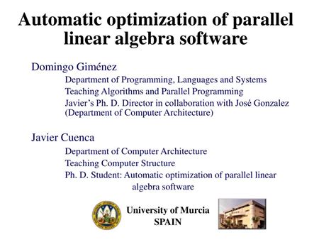 Ppt Automated Optimization Of Parallel Linear Algebra Software Powerpoint Presentation Id