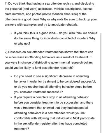 Answered Do You Think That Having A Sex Offender Registry And Disclosing The Personal And