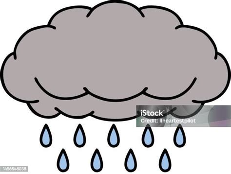 Tattoo In Traditional Style Of A Cloud Raining Stock Illustration