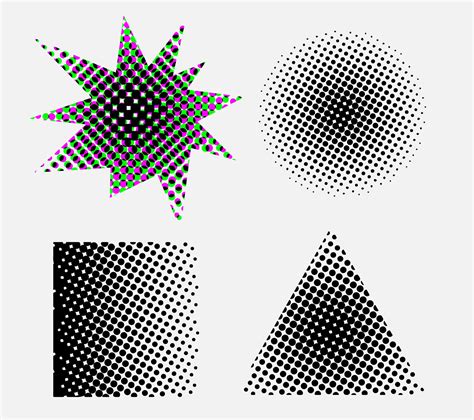Halftone Effect Design Elements Black Halftone Effects Shapes Set Of Dotted Triangle And