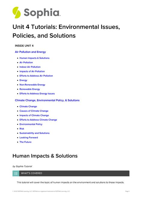 unit 4 tutorials environmental issues policies and solutions unit 4