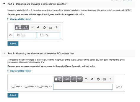 Solved Analysis And Design Of Low Pass Filters Of I Chegg Com