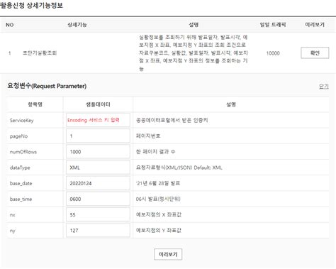 오픈 Api 기상청단기예보조회서비스 사용파싱 1 오픈 Api 기상청단기예보조회서비스 사용파싱 1