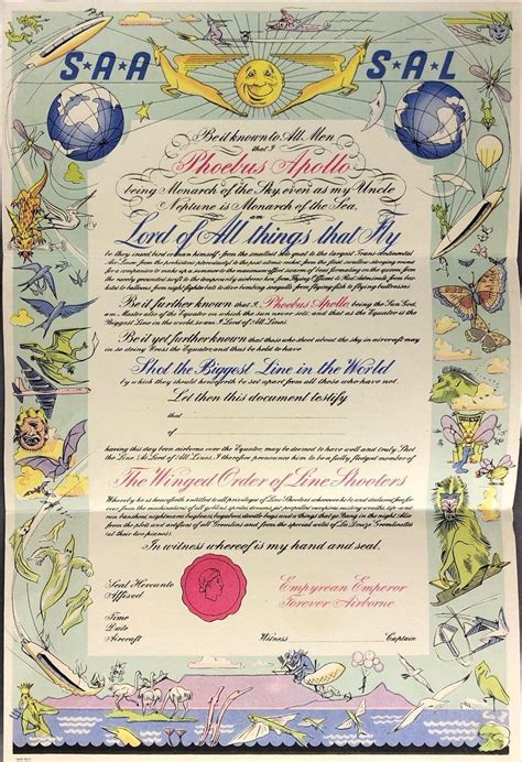 Saa Crossing The Equator Certificate