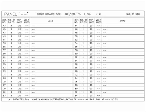40 Electrical Panel Circuit Directory Template Markmeckler Template Design