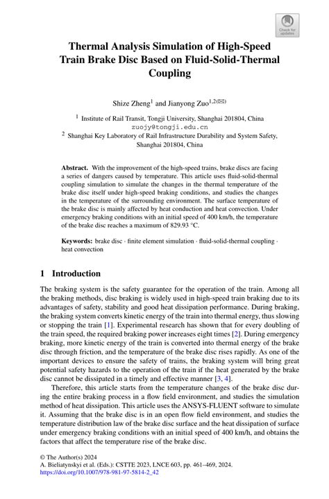 Pdf Thermal Analysis Simulation Of High Speed Train Brake Disc Based On Fluid Solid Thermal