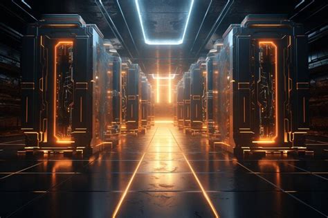 Premium Ai Image Quantum Computing Server Room With Cascading Light 00706 00