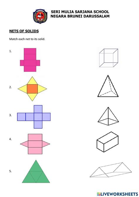 Nets Of Solid Free Interactive Worksheets 1412551