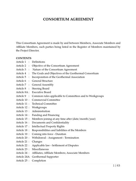 Sample Consortium Agreement Pdf Committee Patent