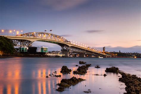 Download Auckland Harbour Bridge Dusk View Wallpaper