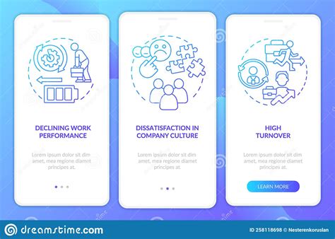 Employee Burnout Impact Blue Gradient Onboarding Mobile App Screen