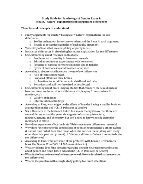 Innate”nature” Explanations Of Sexgender Differences