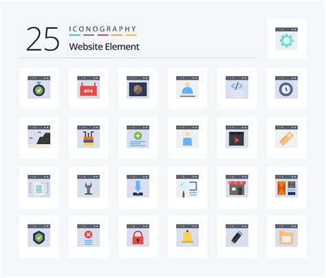 Free Vector Website Element 25 Flat Color Icon Pack Including Login Browser Page Site Element