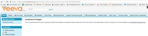 Error Insufficient Privileges When Navigating To A New Page In Crm Veeva Product Support Portal