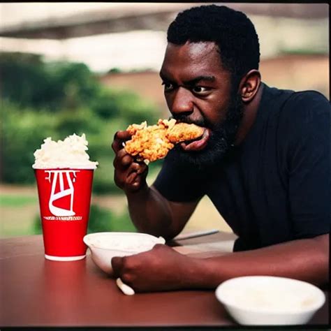Black Man Eating Chicken Kfc