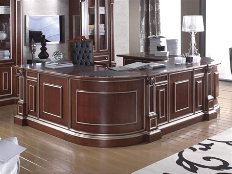 King Solid Wood Executive Desk With Drawers By Guerra Vanni