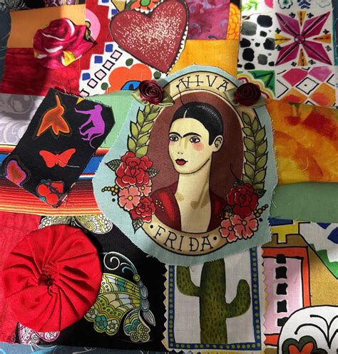 Latino Themed Slow Stitch Or Junk Journal Kit Frida Kahlo Kit It