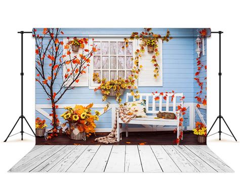 Window Backdrops Maple Leaf Photography Backgrounds Blue Backdrops S 3