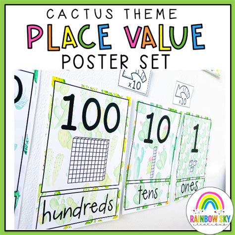 Place Value Posters Interactive Place Value Chart Cactus Succulent Theme