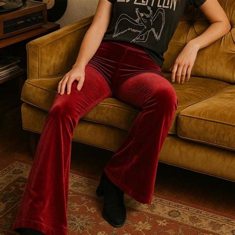 Red Velvet Pants Womens Etsy