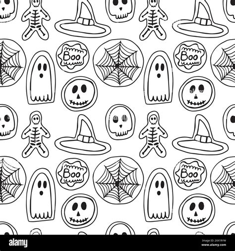 Halloween Cookies Vector Seamless Pattern Stock Vector Image And Art Alamy