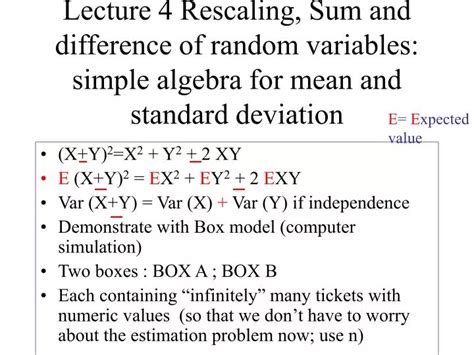 Ppt Lecture 4 Rescaling Sum And Difference Of Random Variables