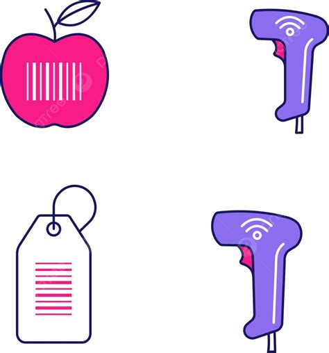 Brcodes Color Icons Set Style Drawing Illustration Vector Style Drawing Illustration PNG And