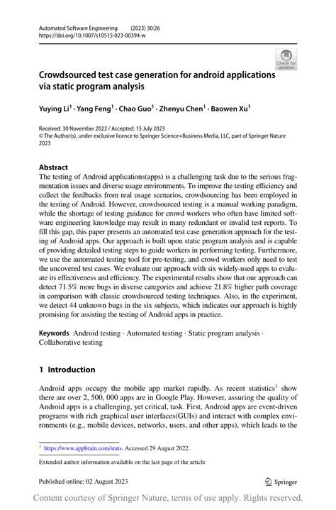 Crowdsourced Test Case Generation For Android Applications Via Static