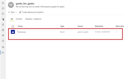Power Bi How To Create A Report In Workspace Geeksforgeeks