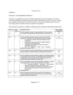 Fillable Online Treasury CHECKLIST IS THE SUBMISSION COMPLETE Treasury Fax Email Print