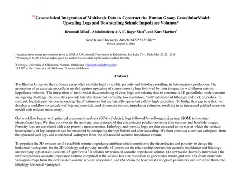 Pdf Geostatistical Integration Of Multiscale Data To Construct The Hunton Group