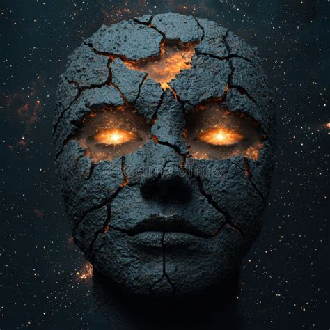 Fiery Demonic Face In The Night Sky Stock Illustration Illustration