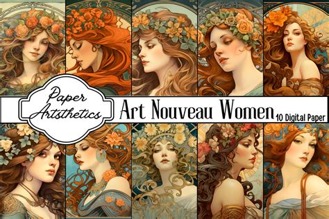 Art Nouveau Women Digital Paper Graphic By Paper Artsthetics · Creative