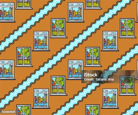 가로가 있는 평평한 창을 벡터로 합니다 손으로 그린 잉크 그림 현대 장식 장식 배경 벡터 패턴입니다 직물 천 벽지 스크랩북인쇄 0명에 대한 스톡 벡터 아트 및 기타 이미지