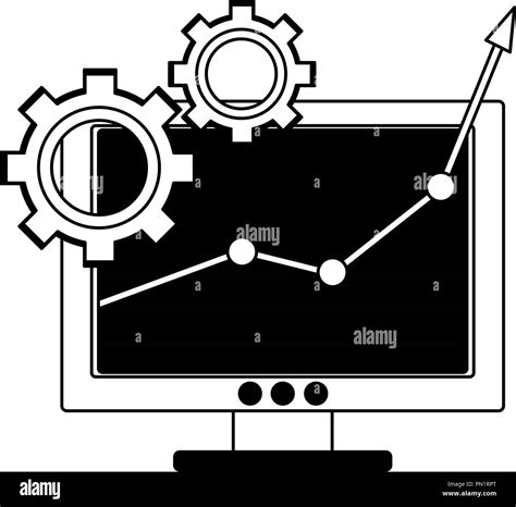 Statistics Growing On Computer In Black And White Stock Vector Image