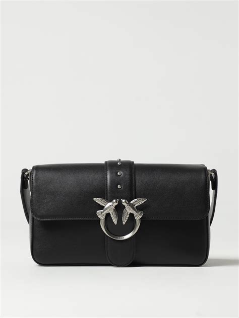 Pinko Love One Leather Shoulder Bag Black Pinko Crossbody Bag