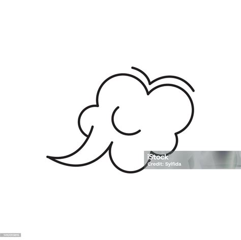 방귀 구름 벡터 라인 아이콘 연기 똥 낙서 만화 호흡 공기 스팀 퍼프 먼지 또는 헛배 부름 냄새 팝 재미있는 가스 개요 디자인 편집 가능한 획 아로마 일러스트레이션 구름에