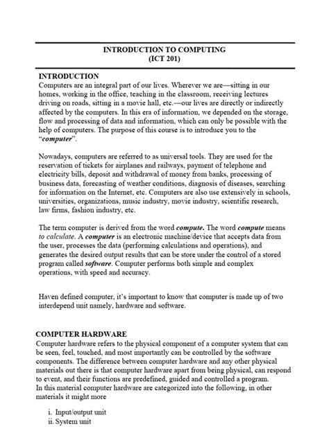 ict 201 pdf computer data storage operating system