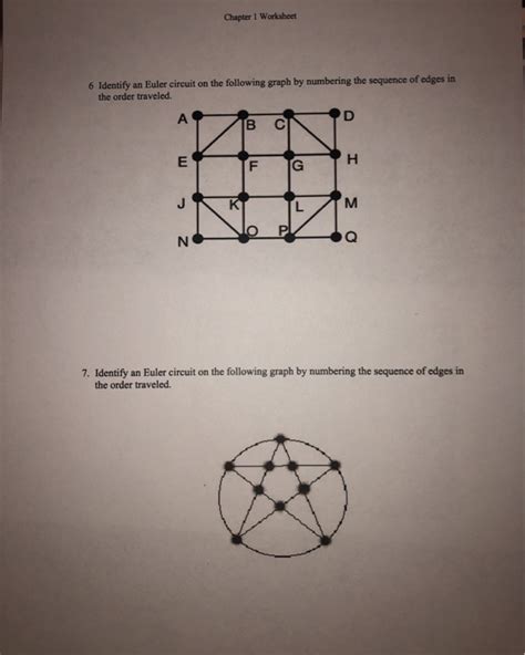 Solved Chapter 1 Worksheet 6 Identify An Euler Circuit On