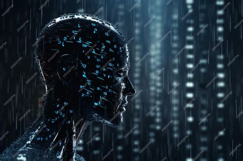 Premium Photo Binary Code Raining Down On A Humanoid Robot With 00033 00