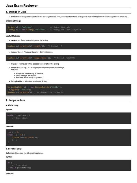 Java Reviewer Markor Pdf String Computer Science Object Computer Science