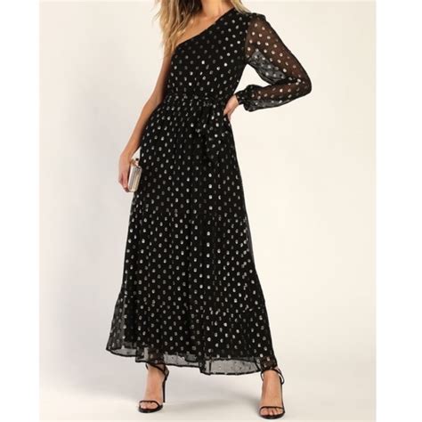 Lulus Dresses Nwot Lulus Radiant Energy Black And Gold Clip Dot One