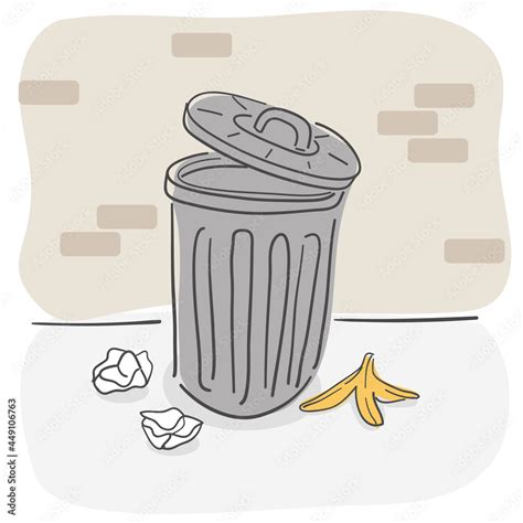 쓰레기통과 쓰레기 일러스트 Stock 벡터 Adobe Stock