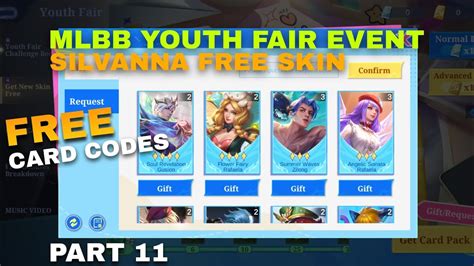 Part 11 Mlbb Free Card Codes Youth Fair Silvanna Free Skin Event Mobile Legends Youtube