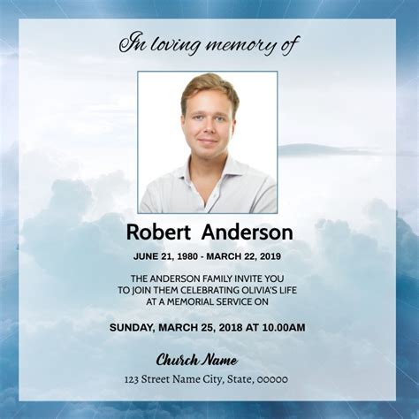 Editable Funeral Prayer Card Template Printable Memorial Etsy